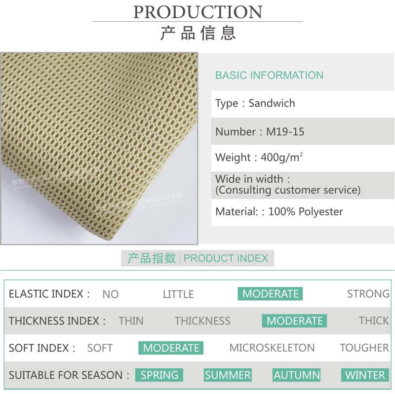 Thin Polyester Sandwich Mesh Fabric